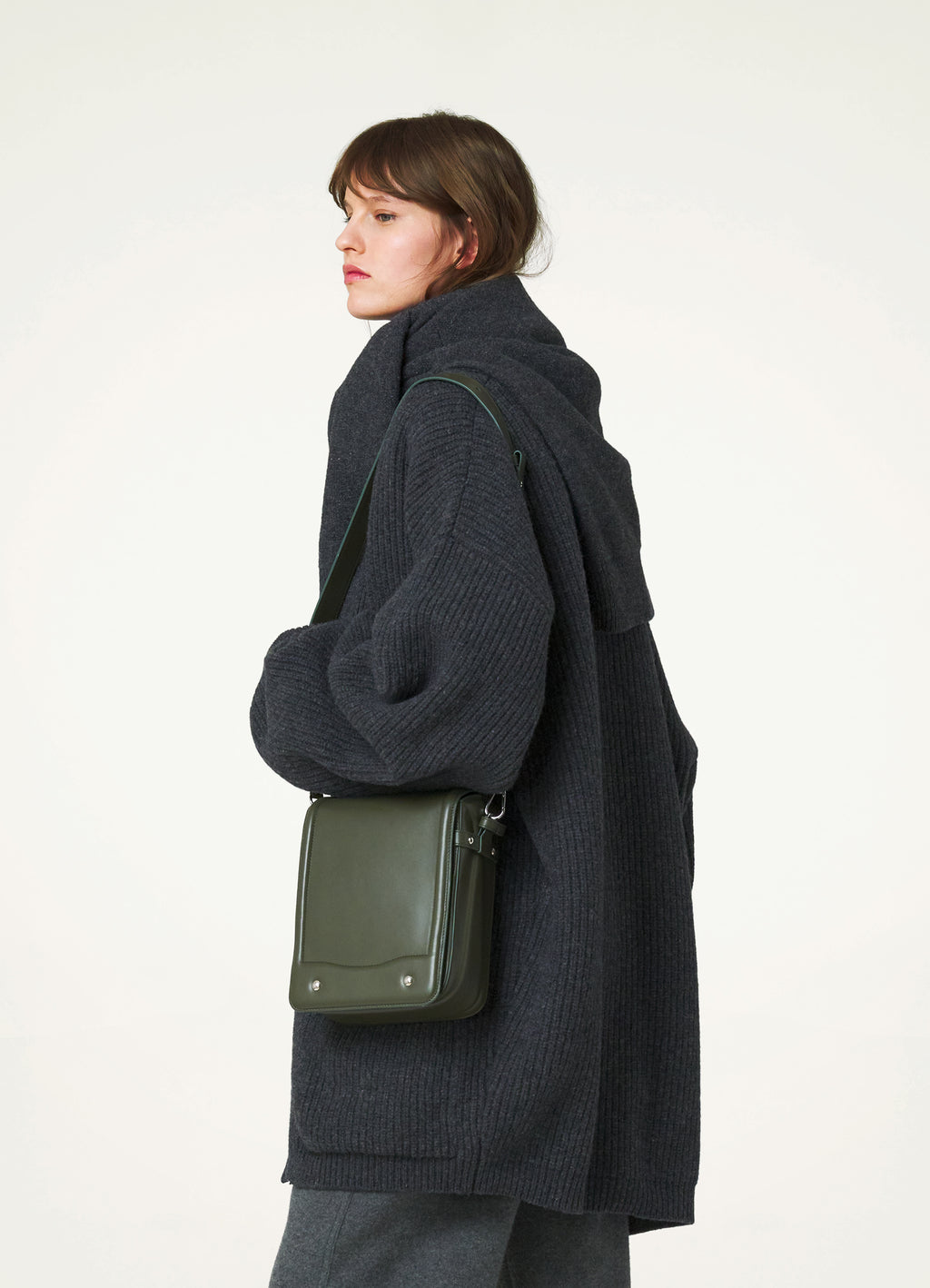 란셀 새철 클래식 - Dark Moss - 광택 가죽 - 유니섹스 | LEMAIRE