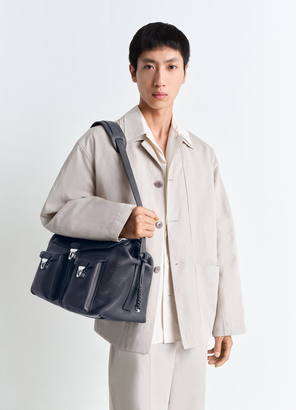 스네이크 노트 위켄드 기어 백 - Denim Blue - 광택 있는 식물성 가죽 - 여성 | LEMAIRE