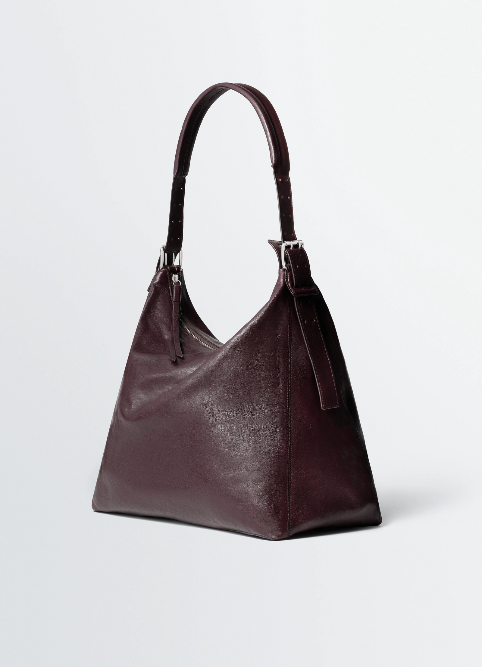 BELTED HOBO BAG IN LEATHER - Chianti - Paper Lux Leather - Unisex | LEMAIRE