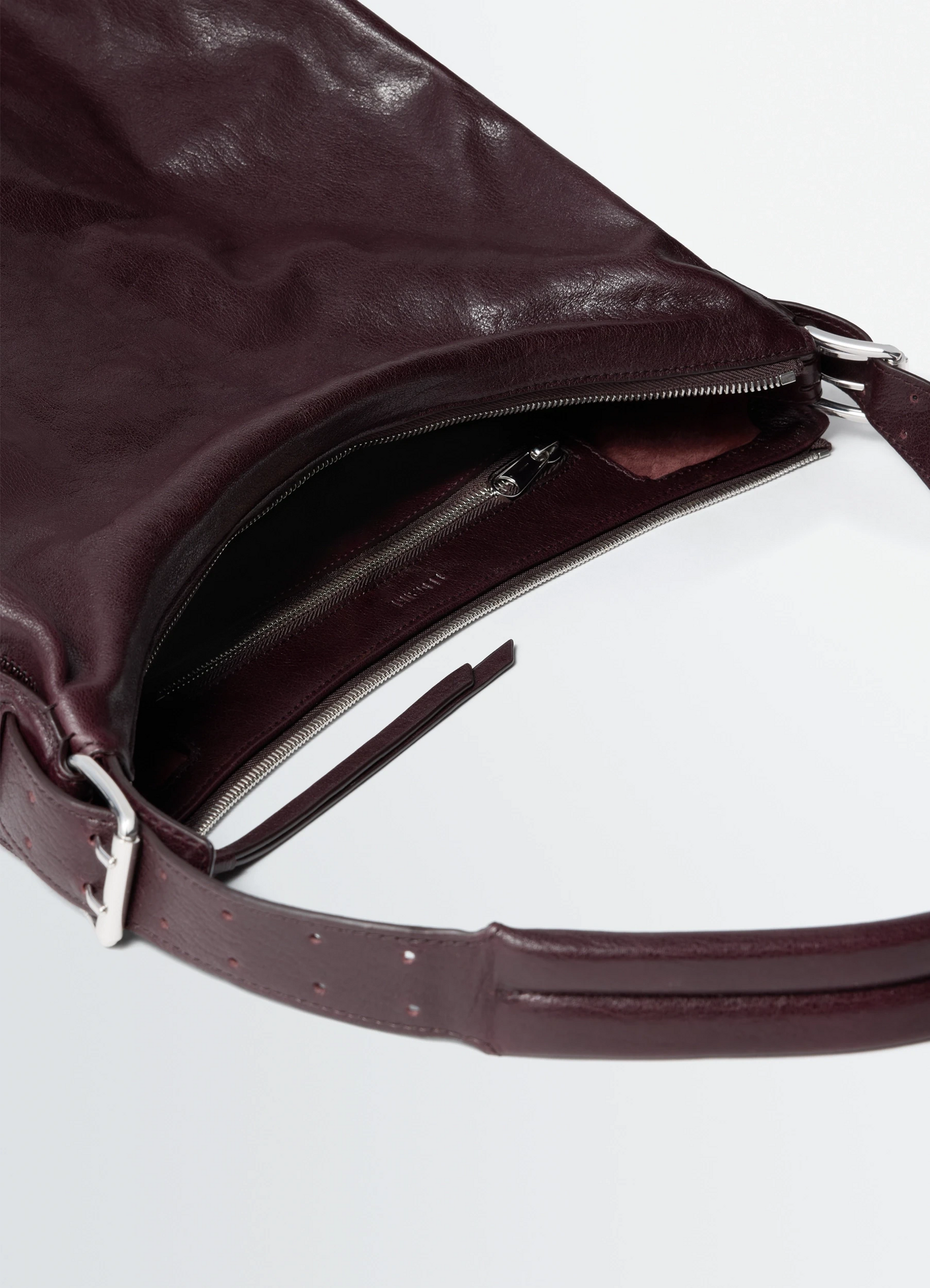BELTED HOBO BAG IN LEATHER - Chianti - Paper Lux Leather - Unisex | LEMAIRE