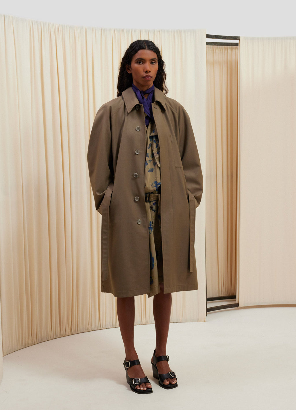 가벼운 오버코트 - Taupe Melange - Poly Wool Twill - 여성 | LEMAIRE