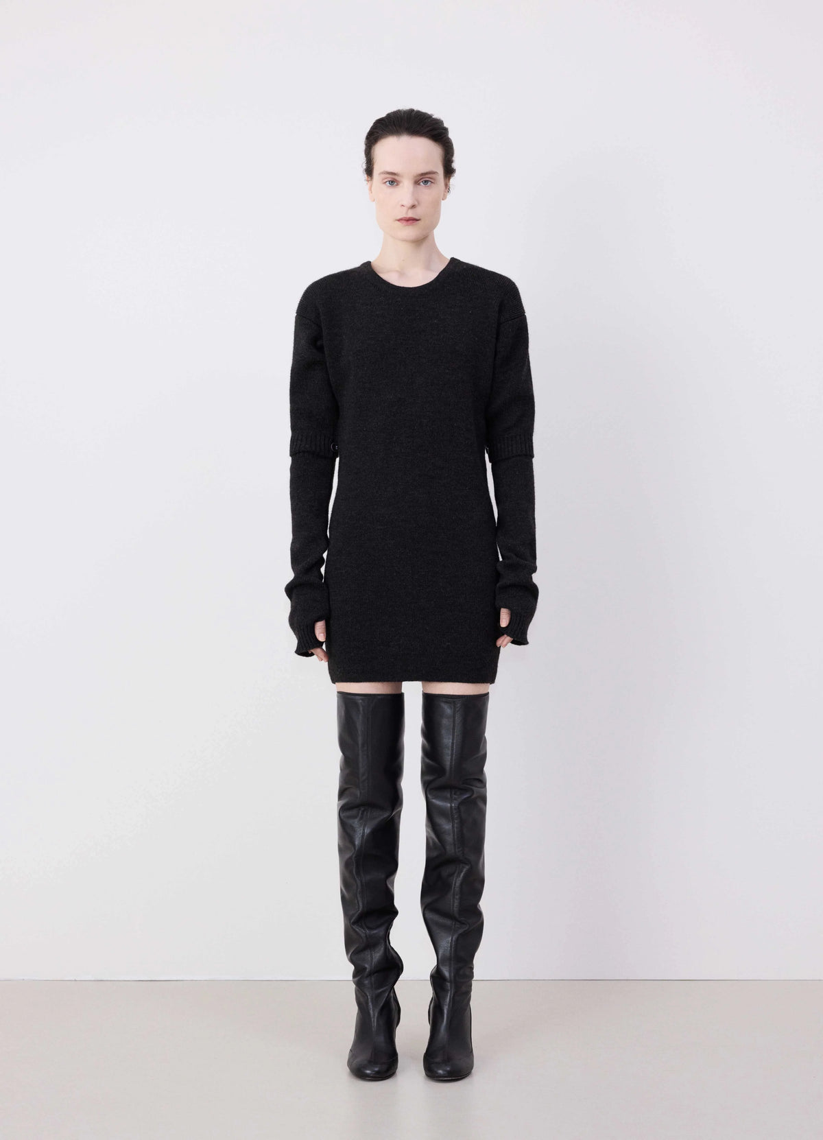 DRESS WITH DETACHABLE SLEEVES - Dark Espresso - Alpaca Wool Blend - 여성 ...