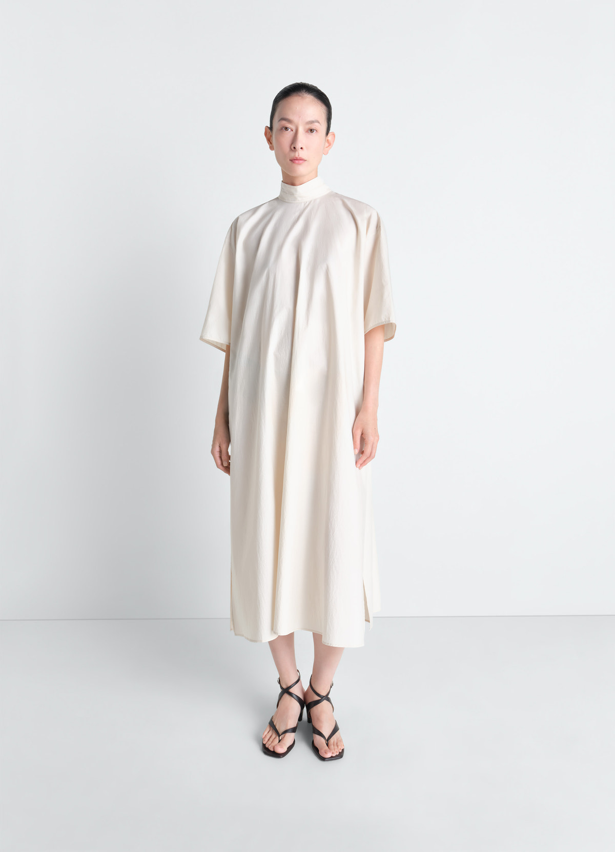 REVERSIBLE TUBE DRESS IN WASHED COTTON SILK - Light Cream - Washed ...