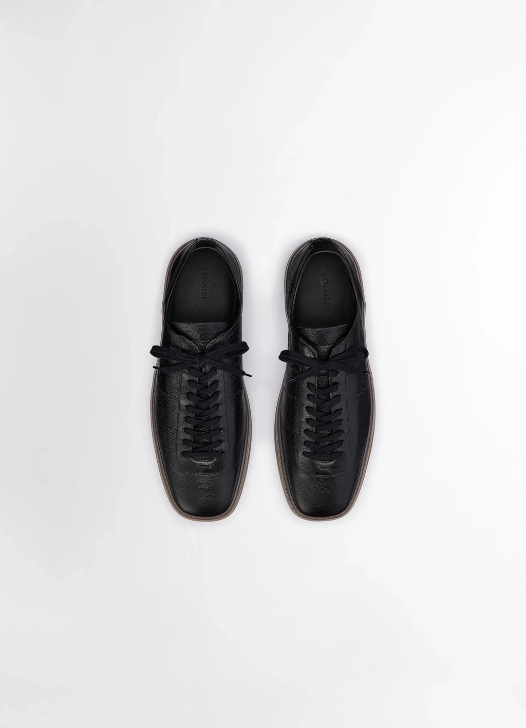 LINOLEUM LACED UP SNEAKERS - Black - Shiny Leather - Men | LEMAIRE