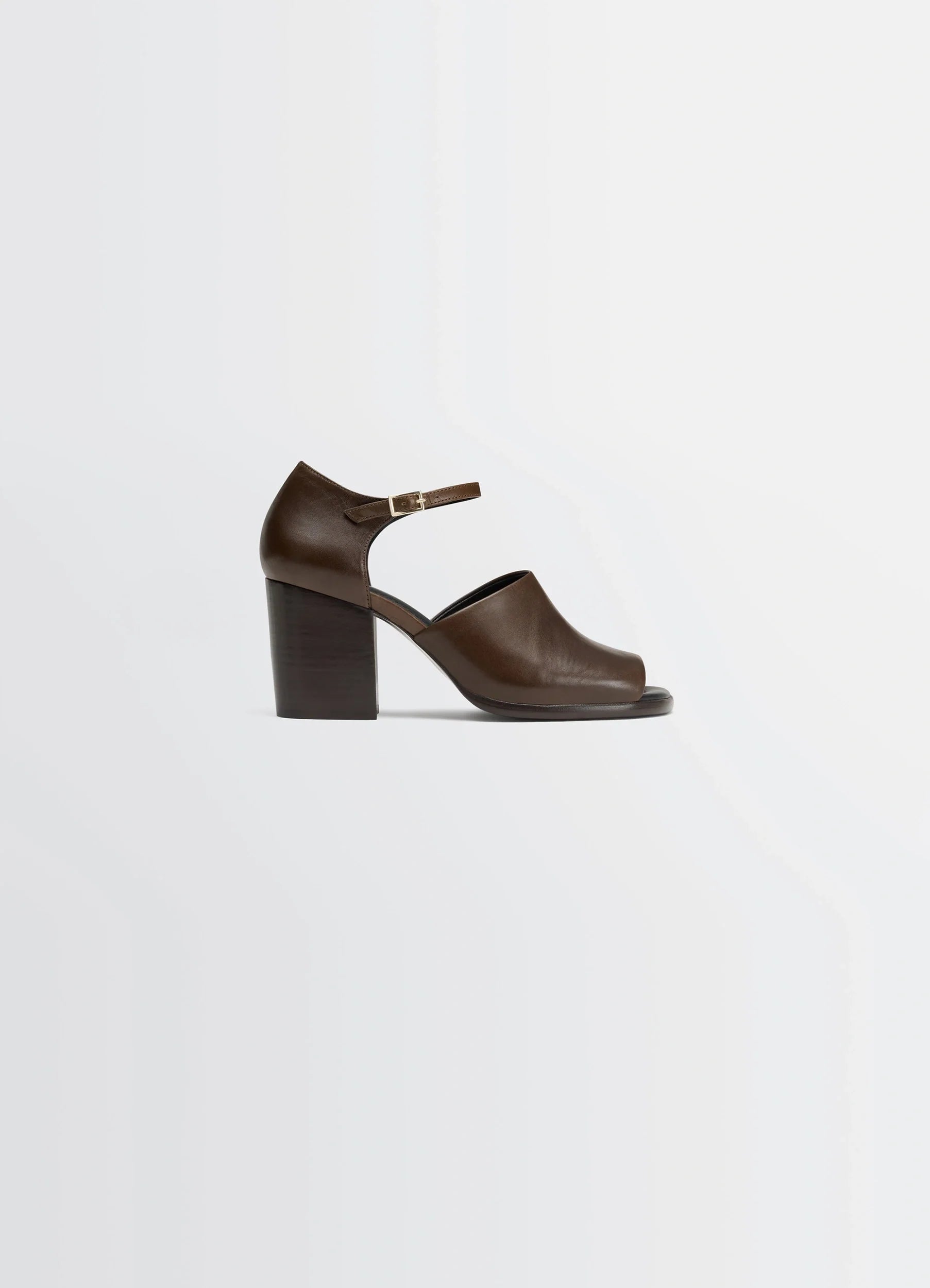SQUARE HEELED SANDALS 80 - Dark Brown - Glossy Vegetable Leather ...