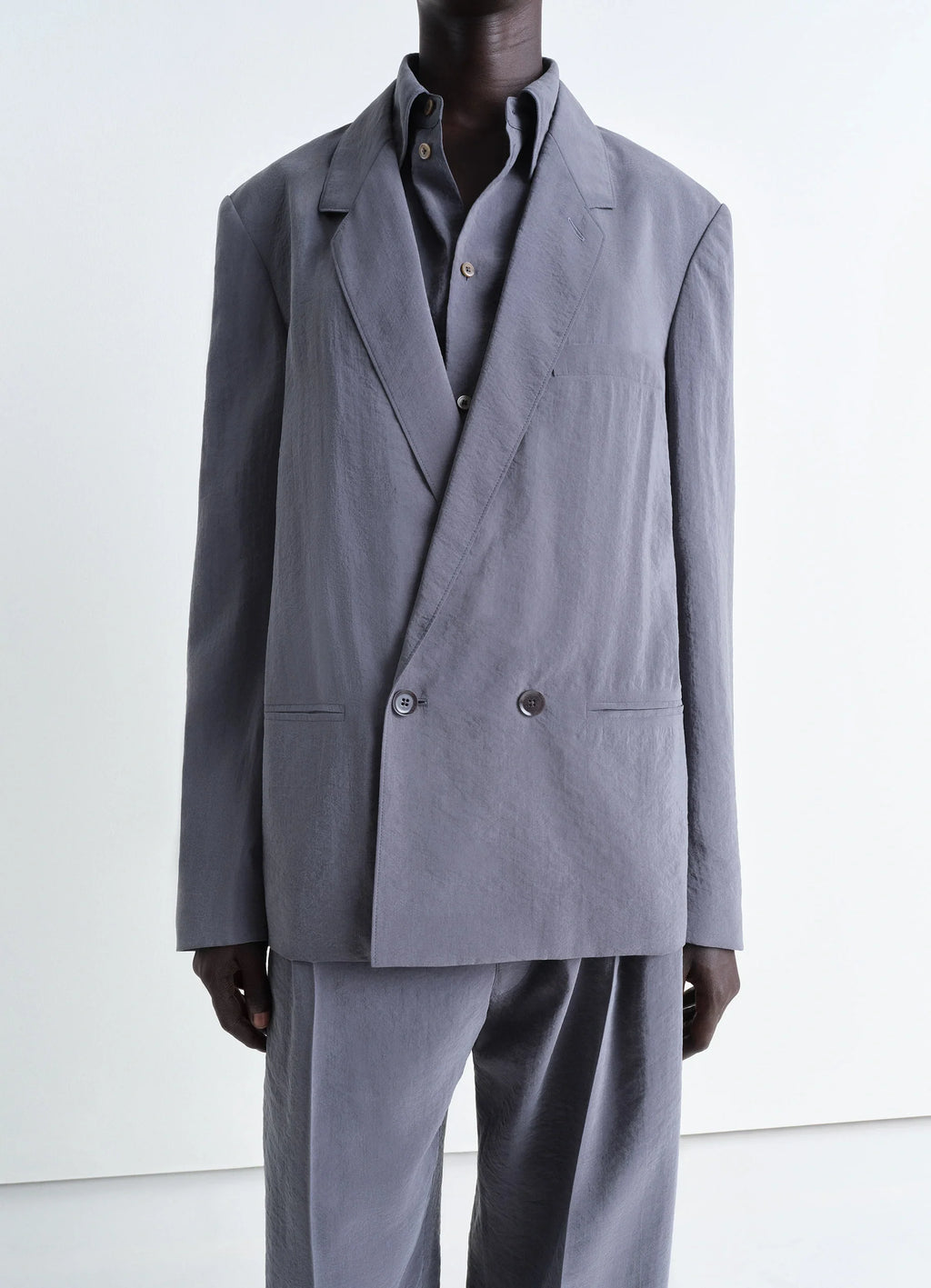 소프트 테일러드 재킷 - Asphalt - 드라이 실크 - 여성 | LEMAIRE