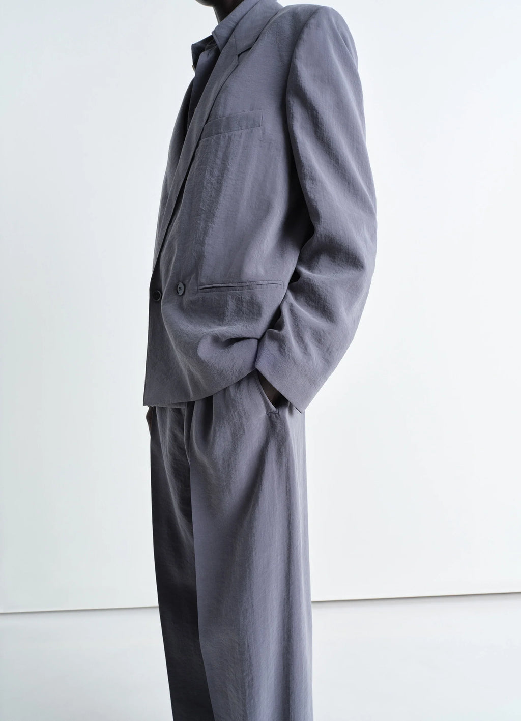 소프트 테일러드 재킷 - Asphalt - 드라이 실크 - 여성 | LEMAIRE