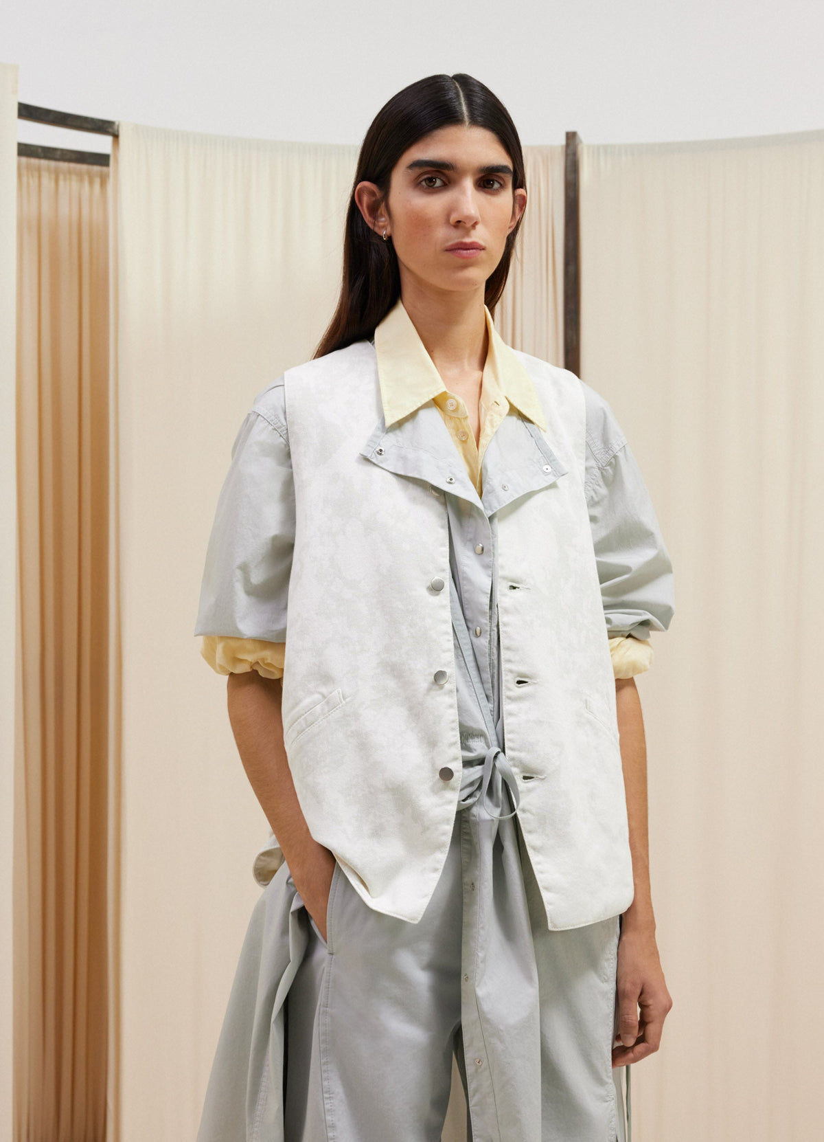 ÄRMELLOSES GILET - Acid Snow Pelican - Acid Snow Denim - Damen | LEMAIRE