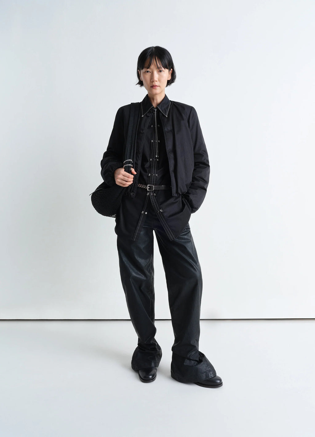 WADDED BLOUSON - Black - Light Cotton Satin - Women | LEMAIRE