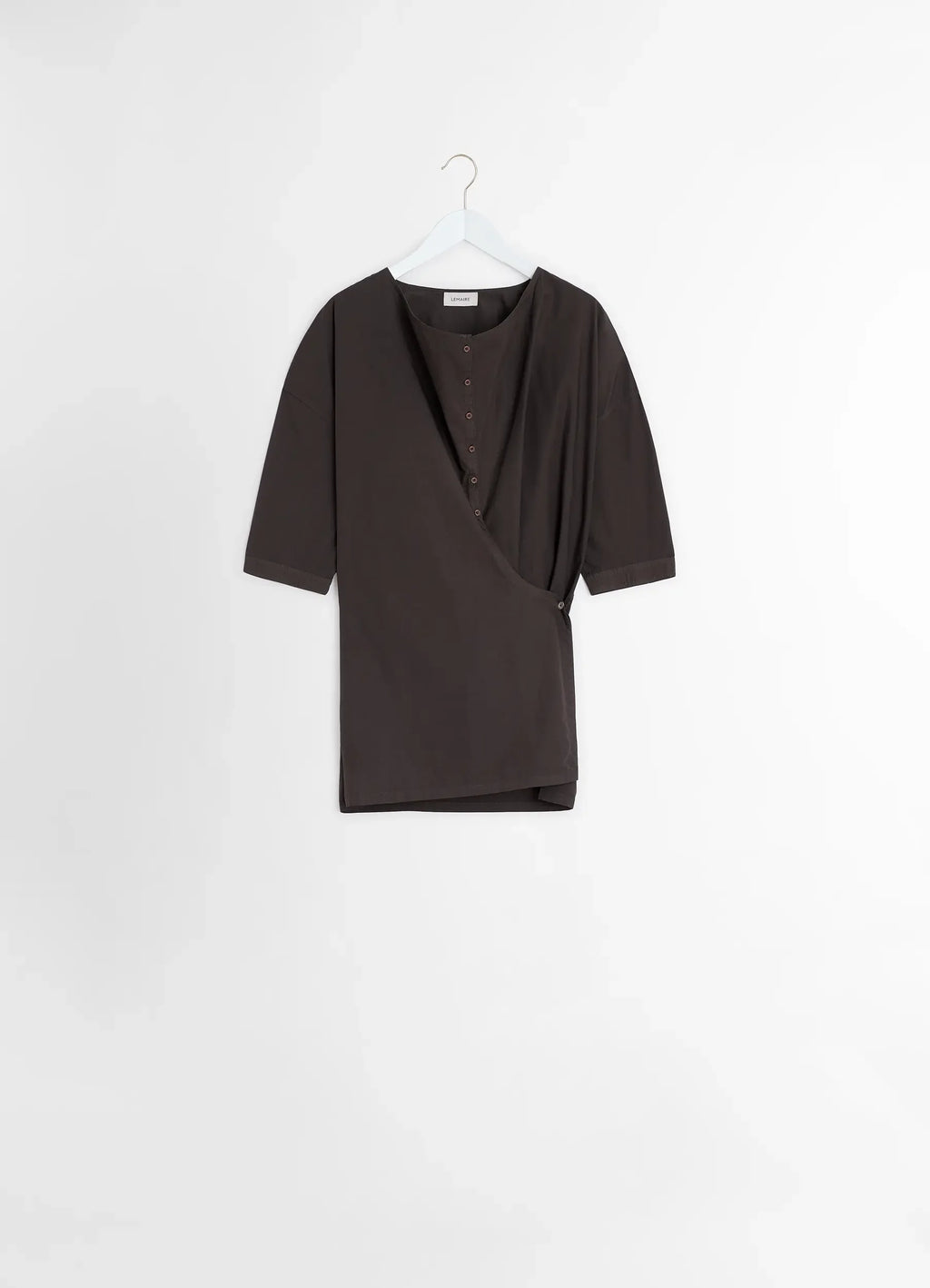 SHORT SLEEVE TWISTED SHIRT - Dark Brown - Garment Dyed Cotton Poplin ...