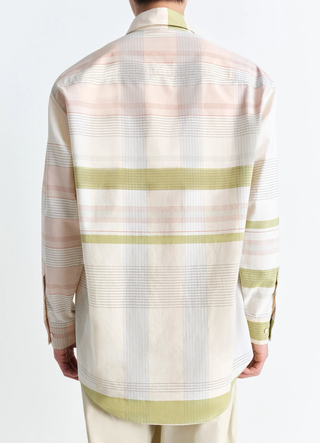 릴랙스드 셔츠 - Beige/Cream/Light Blue - 코튼 스쿨 체크 - 남성 | LEMAIRE