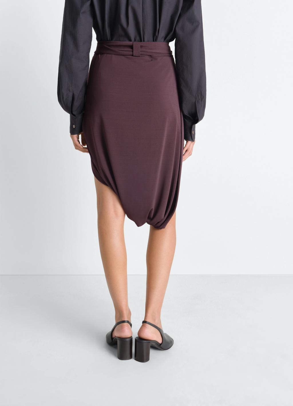 SOFT WRAP SKIRT IN VISCOSE CREPE JERSEY - Fig - Viscose Crepe Jersey ...