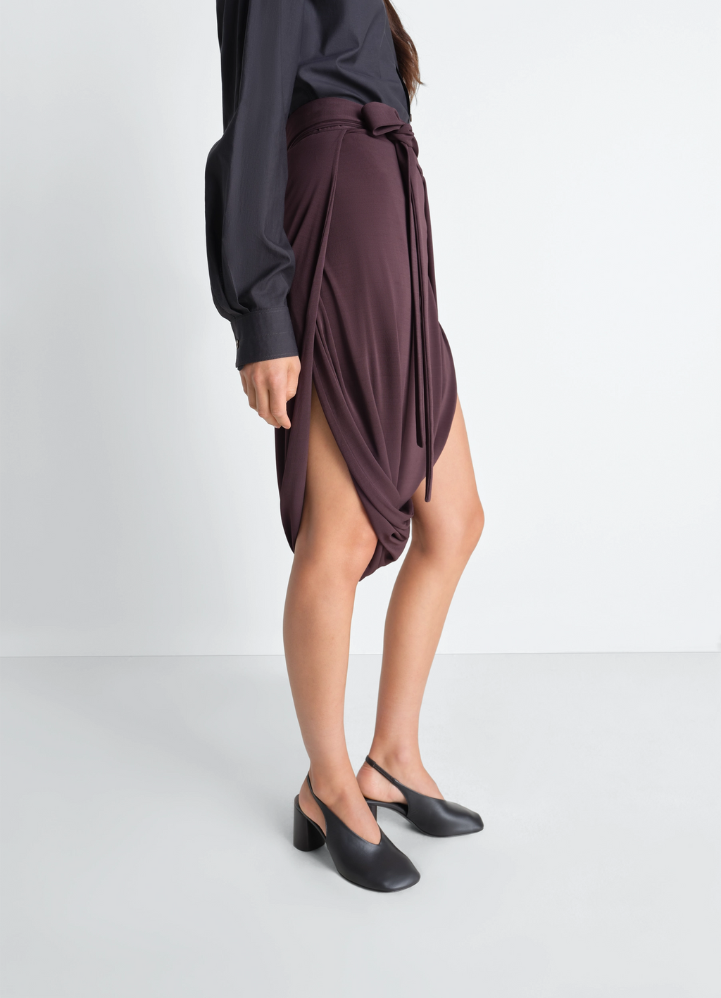 SOFT WRAP SKIRT IN VISCOSE CREPE JERSEY - Fig - Viscose Crepe Jersey ...