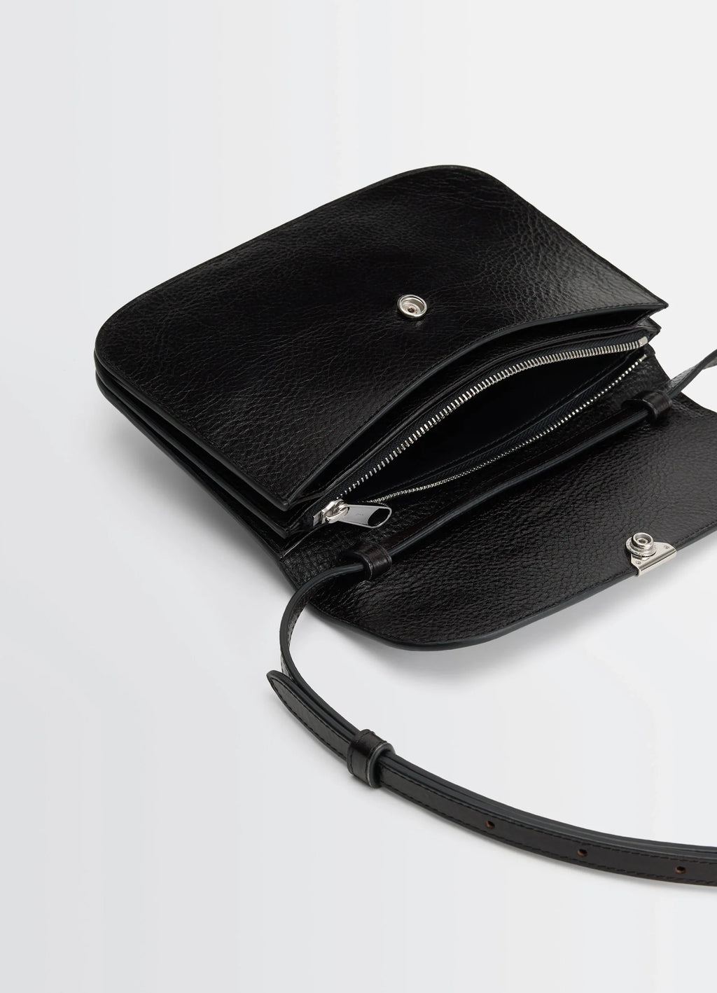 SOFT TAB WALLET ON STRAP - Black - Grained Leather - Unisex | LEMAIRE