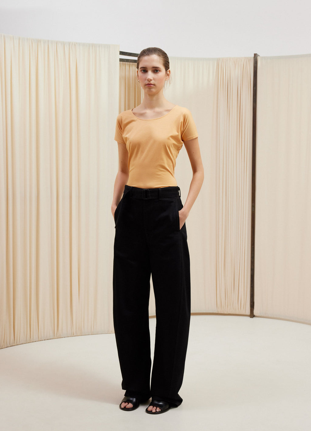 세컨드 스킨 반소매 T셔츠 - Fresh Peach - 두 번째 피부 - 여성 | LEMAIRE