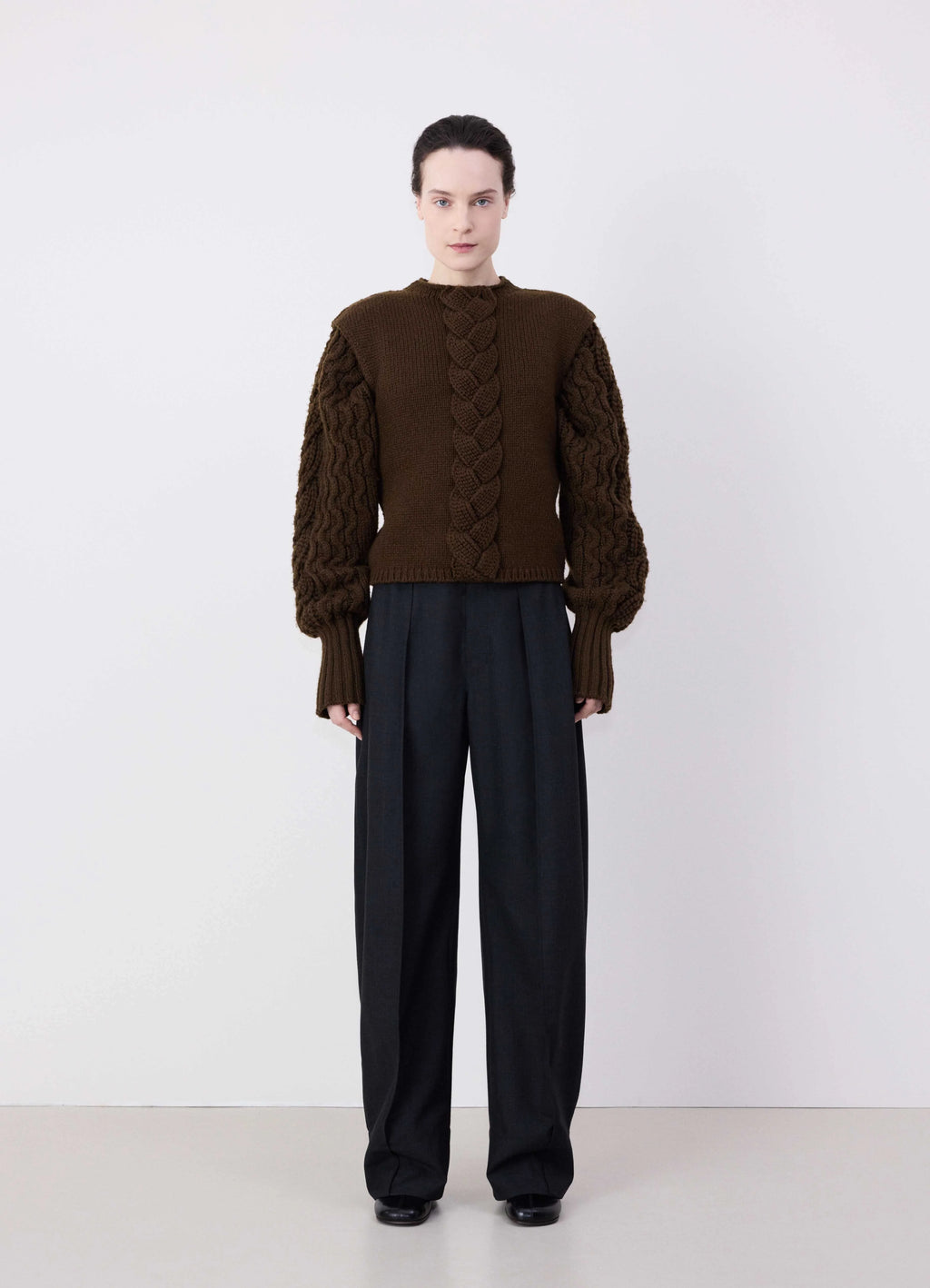 CABLE SLEEVELESS JUMPER - Hazelnut Brown - Chunky Wool Blend - 여성 | LEMAIRE