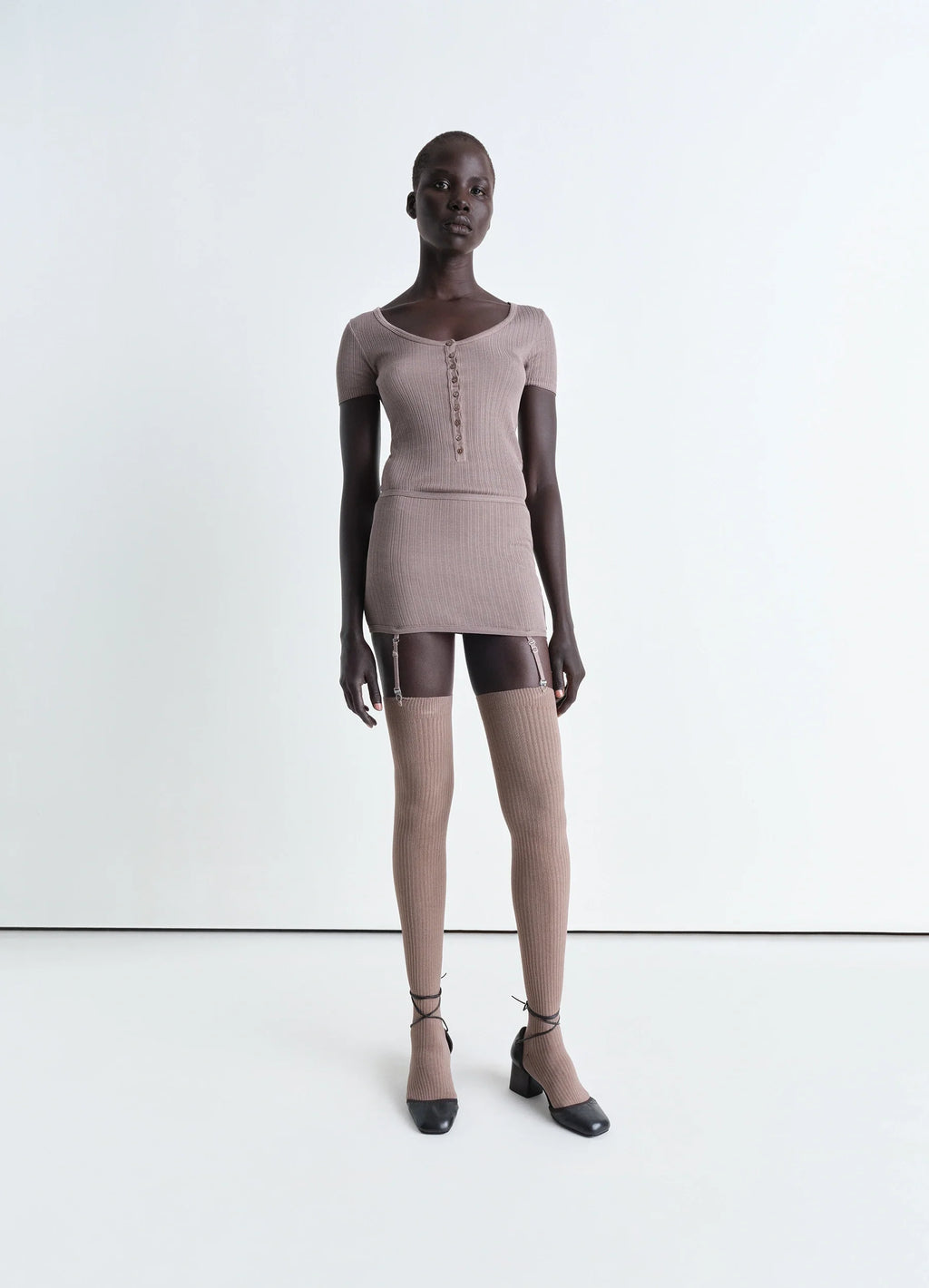 GERIPPTES BODY MIT KNÖPFEN - Misty Mauve - Viskose Seide - Damen | LEMAIRE