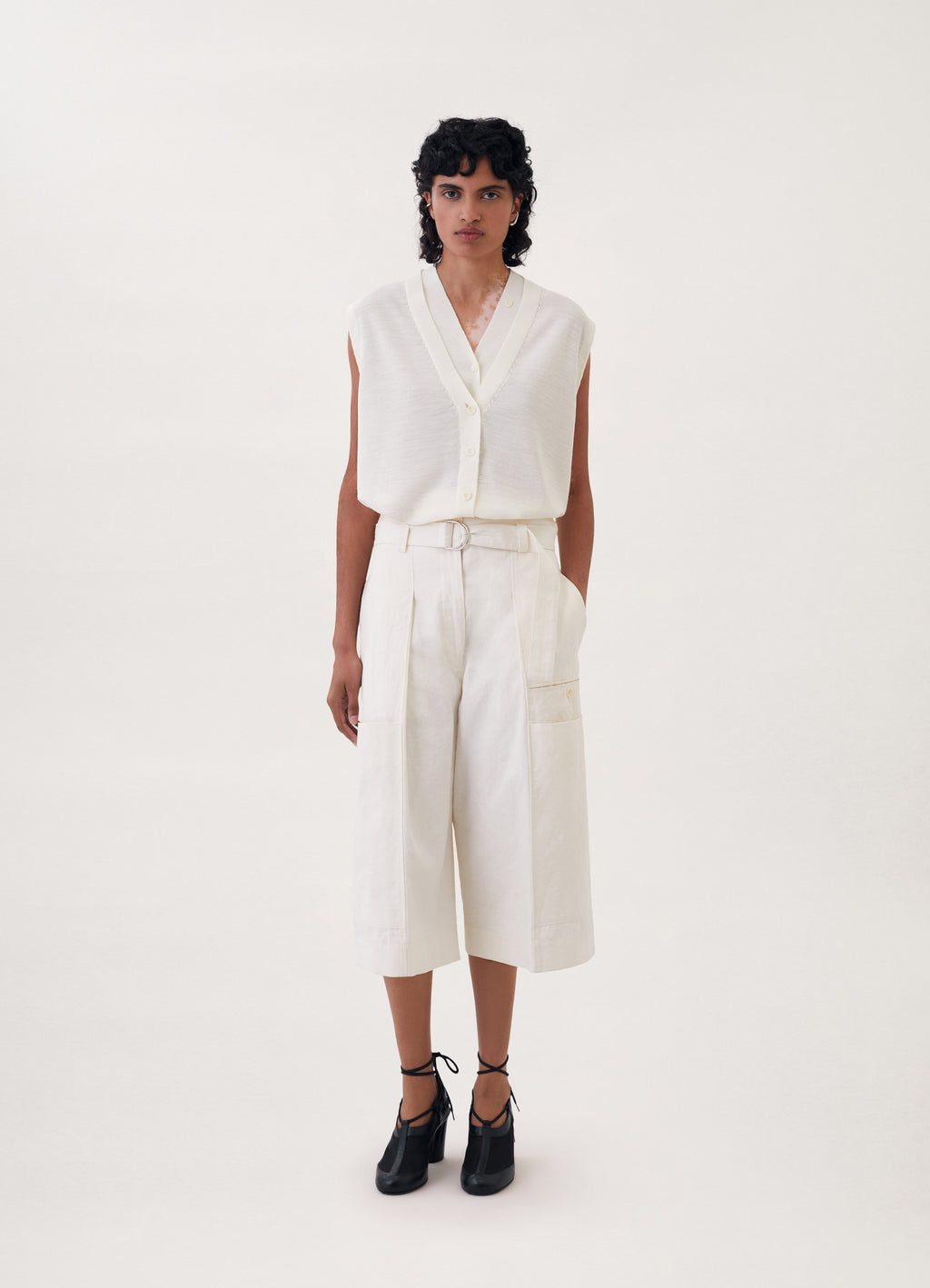 슬리브리스 질레 - Chalk - 최고급 메리노 울 - 여성 | LEMAIRE